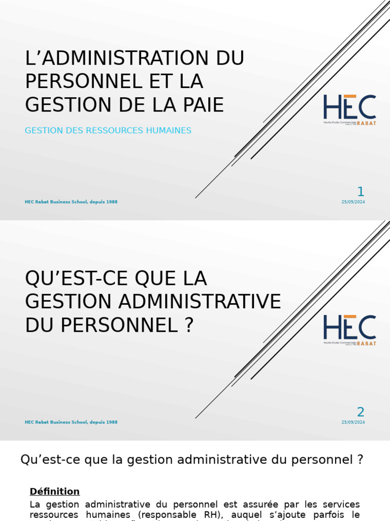 Administration Du Personnel Et Paie - HEC L3 | PDF