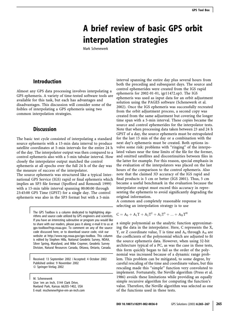 Orbit InterPolation Strategies | PDF | Function (Mathematics ...