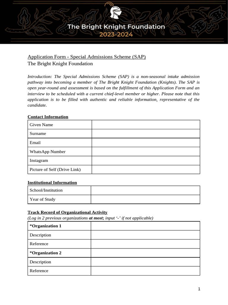 BK-SAP_Application Form_2024 | PDF