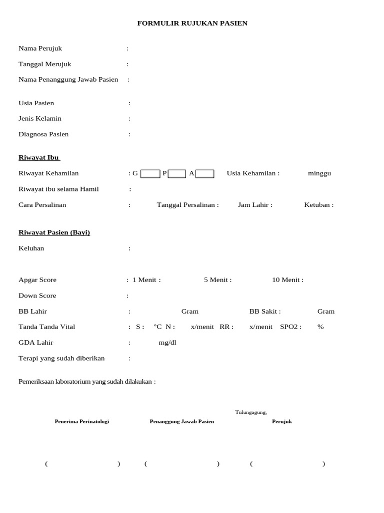 FORMULIR RUJUKAN PASIEN | PDF