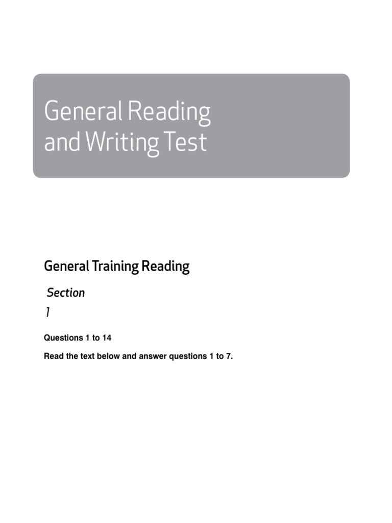 Reading General Test A | PDF
