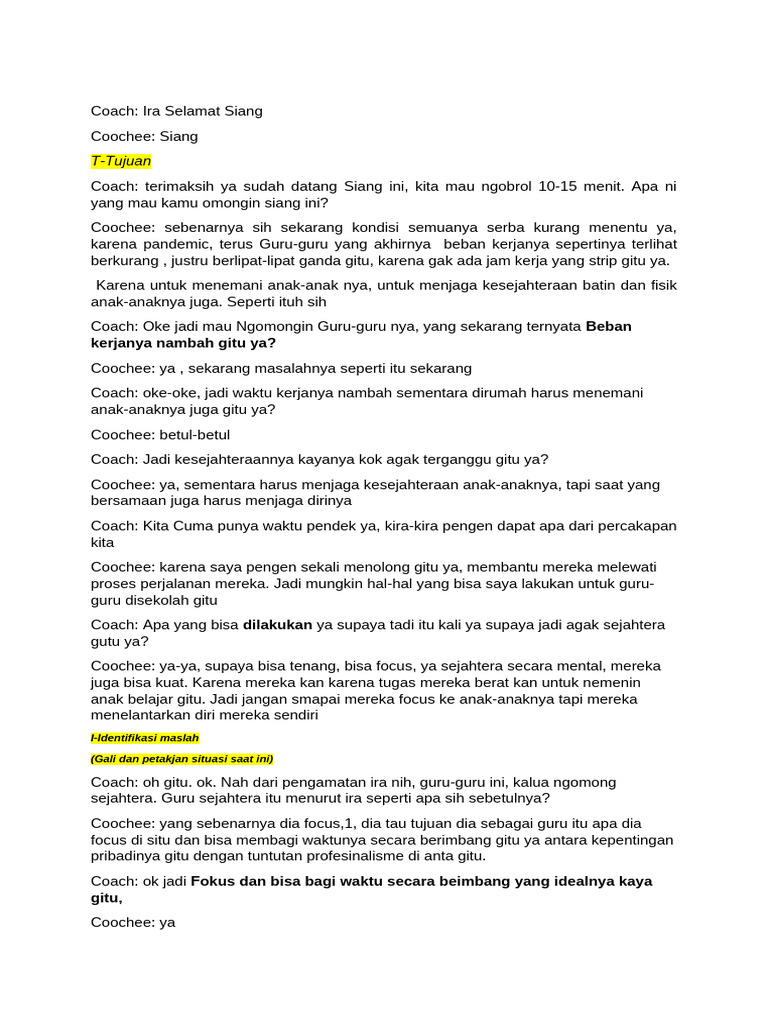 Dialog Proses Coaching | PDF