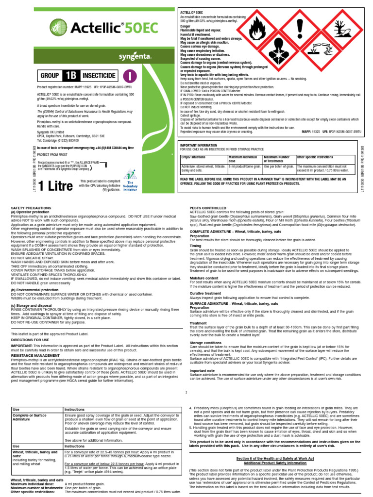 Actellic 50 Ec | PDF
