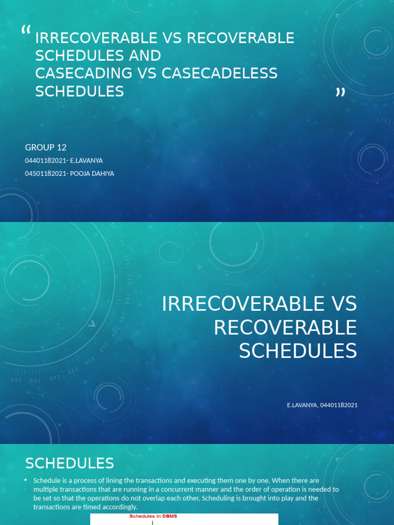 Irrecoverable Vs Recoverable Schedules | PDF