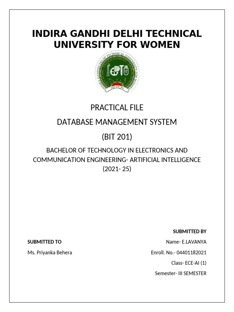 DBMS Prac File | PDF