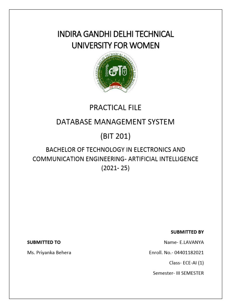 DBMS Prac File | PDF