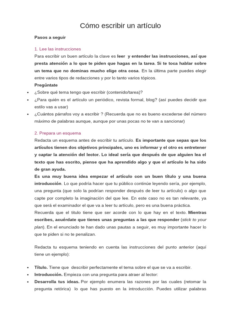 Cómo Escribir Un Artículo | PDF | Crecimiento personal y profesional ...