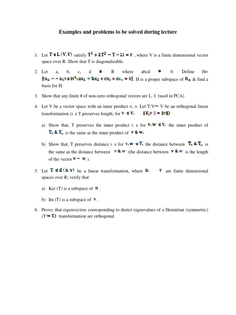 Linear Algebra - Problems | PDF
