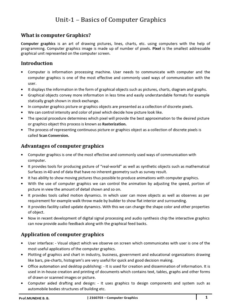 Basics of Computer Graphics | PDF | Stereoscopy | Touchscreen