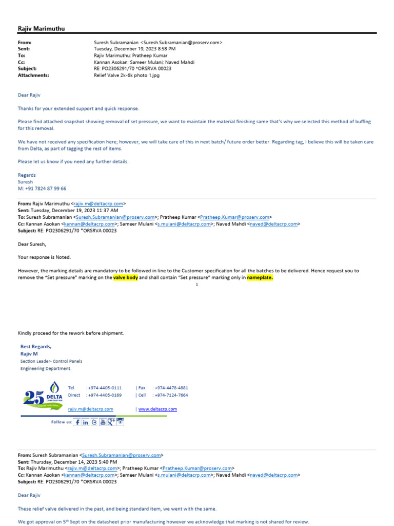 PRV Set Pressure On Body Proserv | PDF