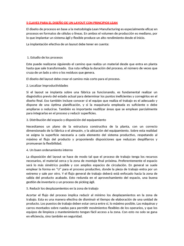 5 Claves para El Diseño de Un Layout Con Principios Lean | PDF