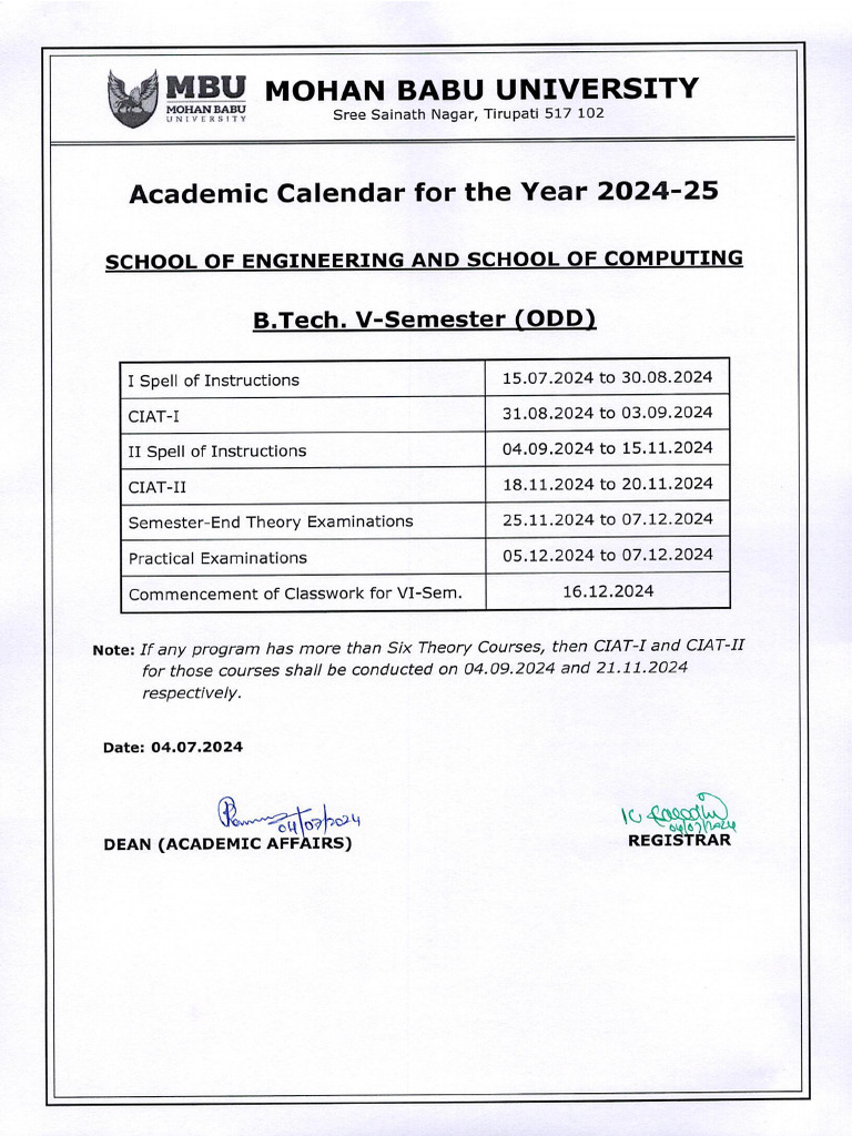 MBU Academic Calendar 2024-25 | PDF | Krishna | Hinduism