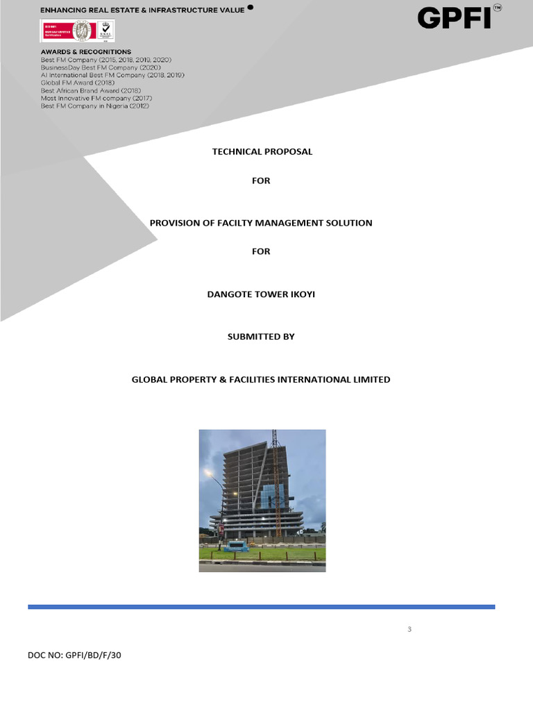 Gpfi Technical Proposal - Dangote Tower Ikoyi - Final 05092024 | PDF