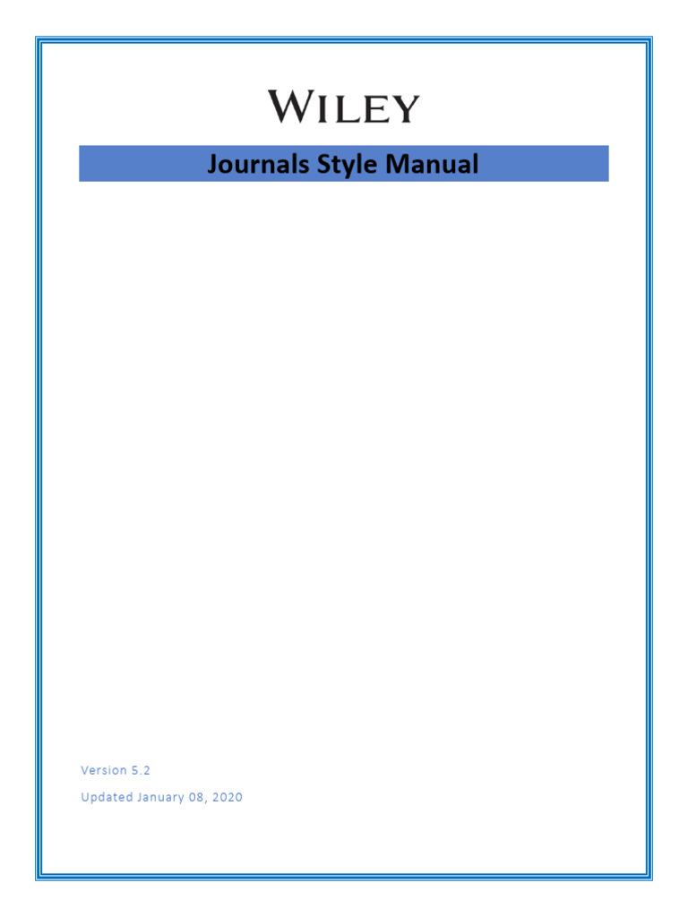 Wiley Journals Style Manual | PDF