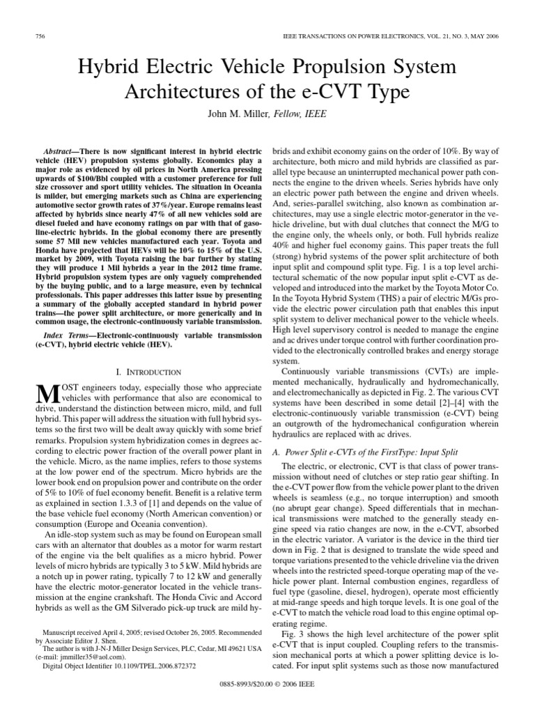 Thiết kế sơ đồ khối của E-CVT trên hybrid | PDF