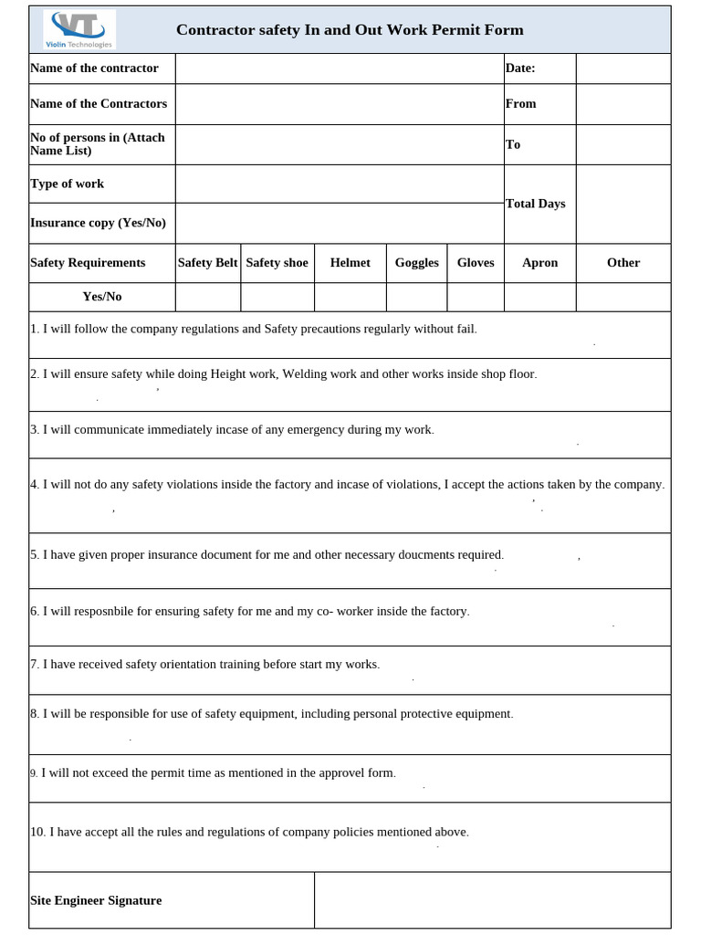 Construction Work Permit | PDF