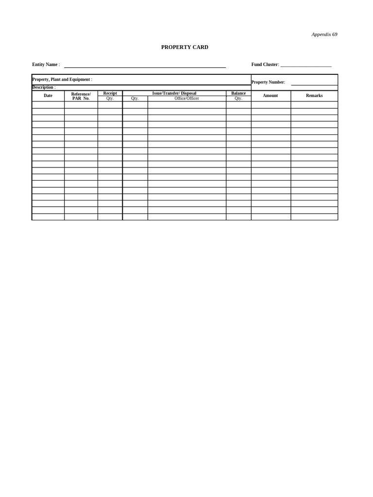 PC (Property Card) - Appendix 69 | PDF