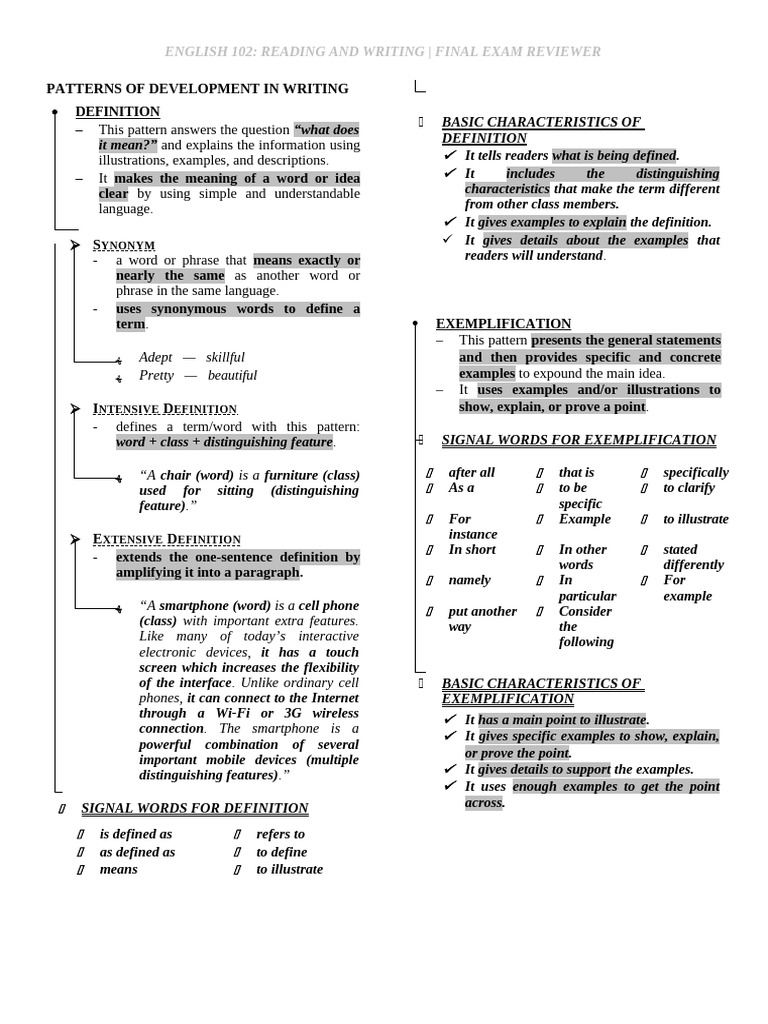 ENGLISH 102 FINAL EXAM REVIEWER | PDF