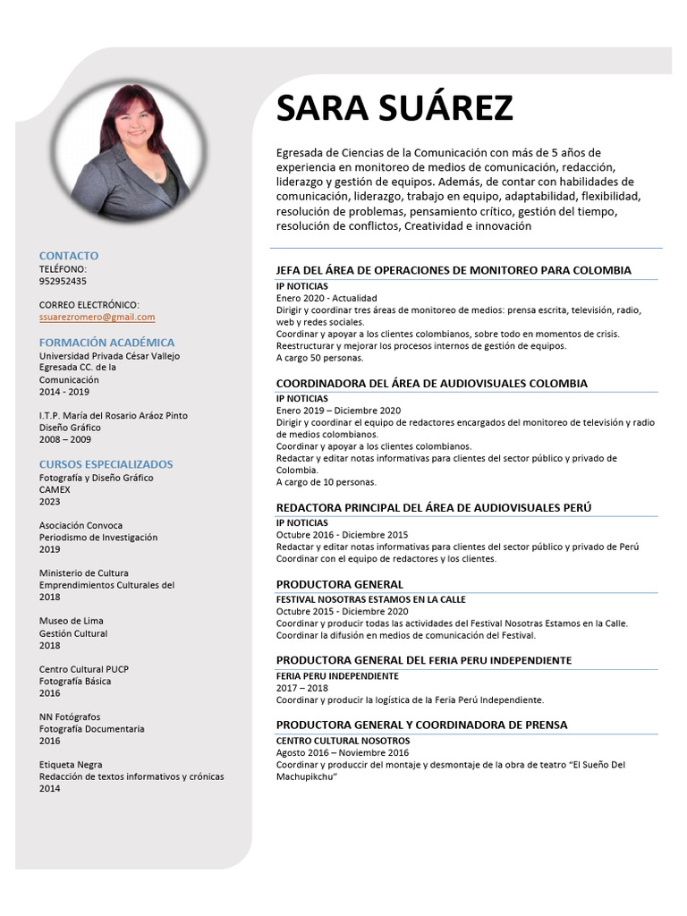 1 - CV Sara Suárez | PDF