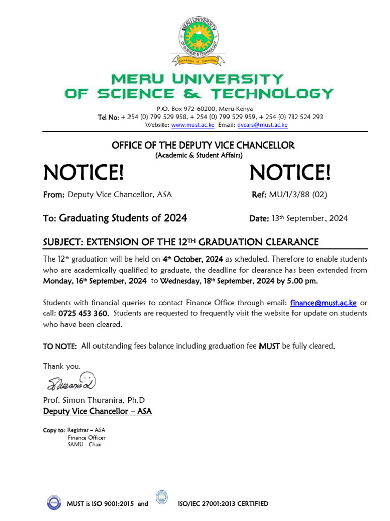 Graduation Clearance Deadline Extended | PDF | Business