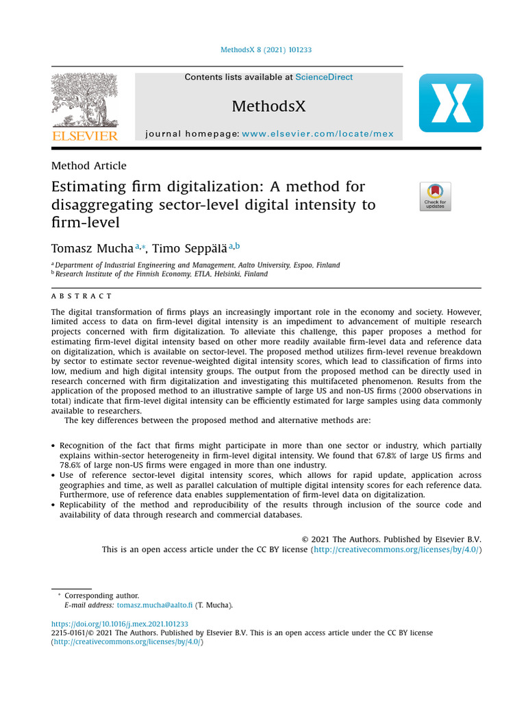 Estimating Firm Digitalization - A Method For Disaggregating Sector ...