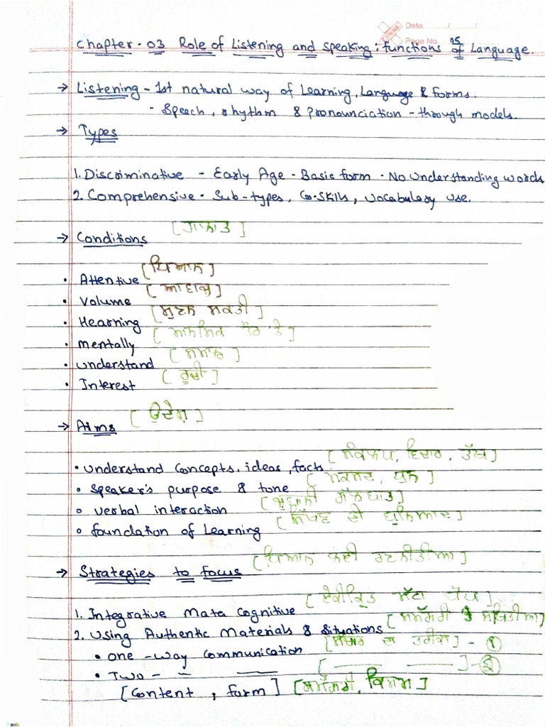 Ch 03 Role of listening & speaking, functions of language | PDF