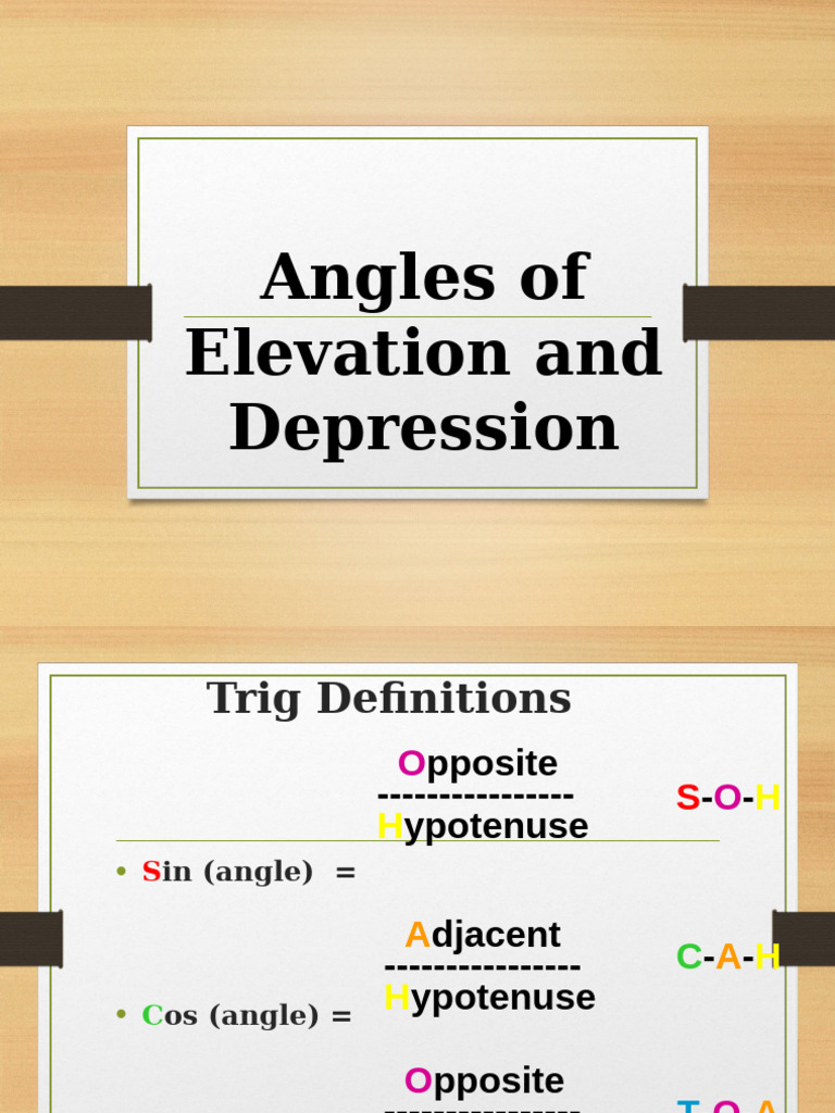 Angles of Elevation and Depression | PDF | Triangle | Trigonometric ...