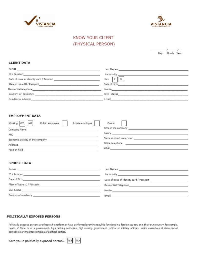 KNOW YOUR CLIENT- PHYSICAL PERSON | PDF