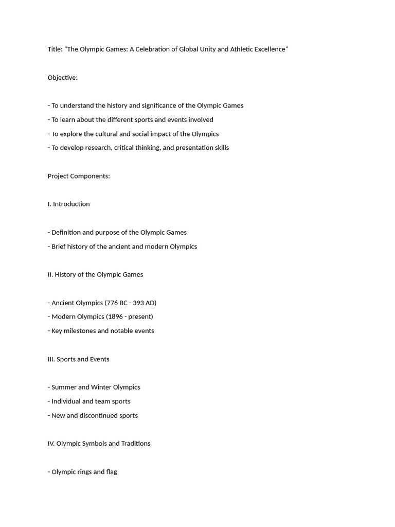 The Olympic Games: A Celebration of Global Unity and Athletic ...