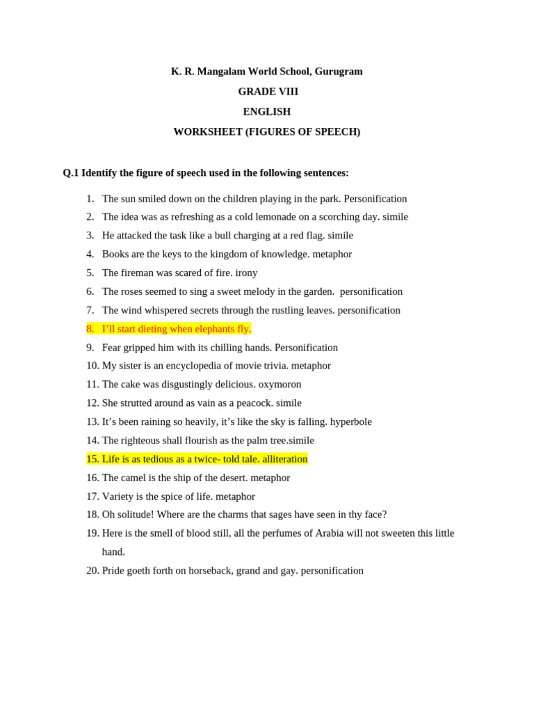 g8 English t1 Revision Worksheet 3 | PDF | General Fiction