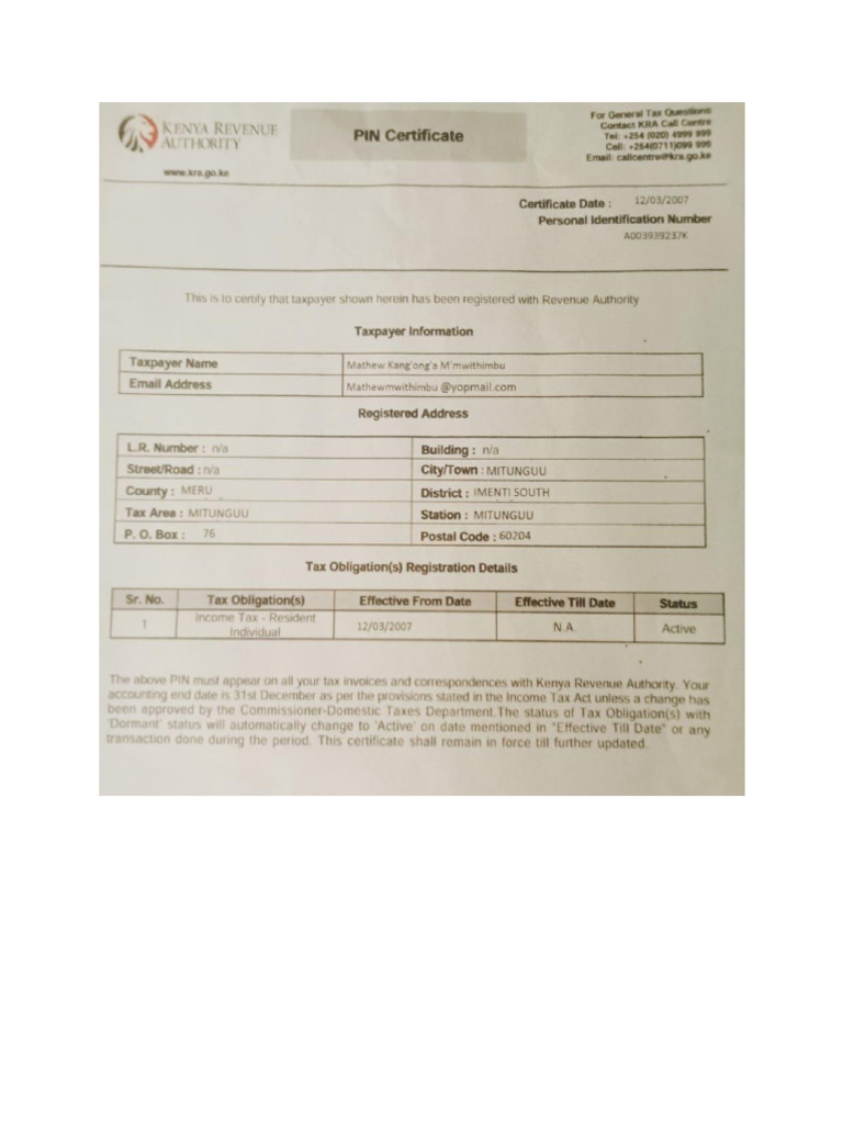mathew id and kra | PDF
