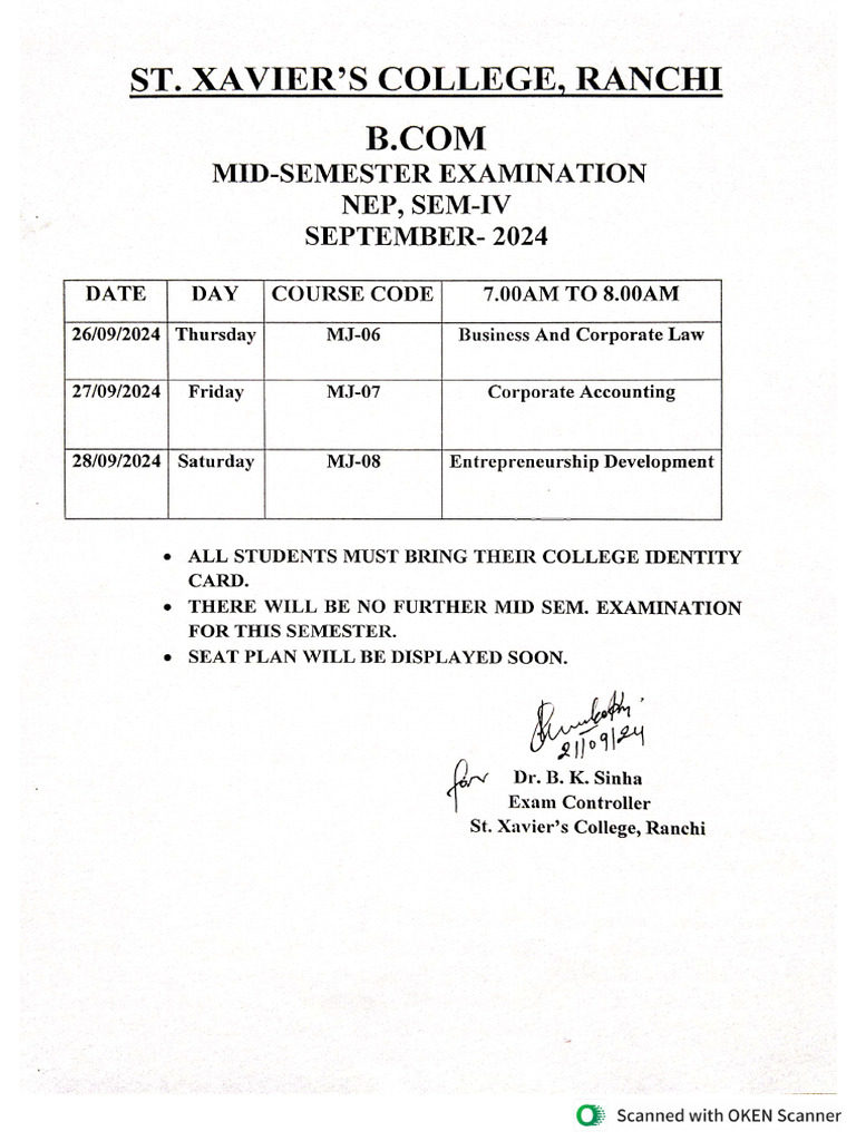 Sem 4 Mid Sem Routine | PDF