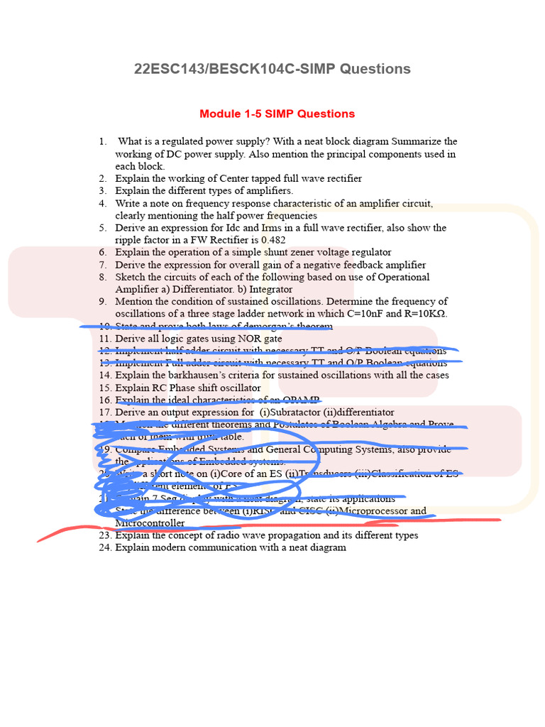 22ESC143/BESCK104C-SIMP Questions | PDF
