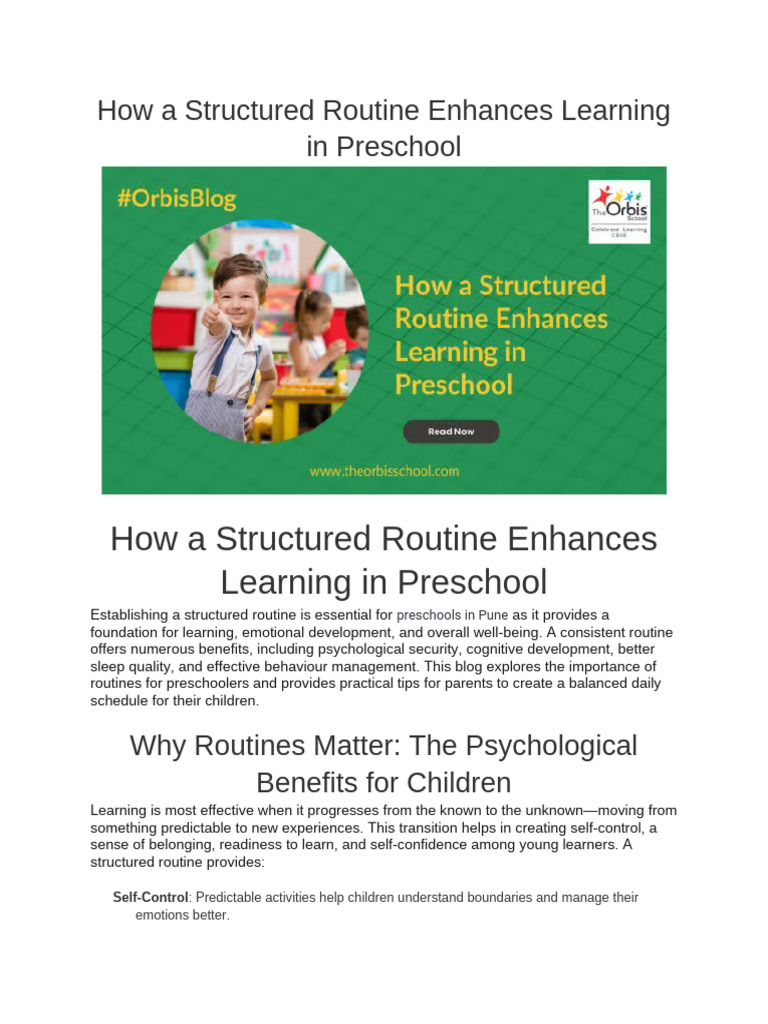 How a Structured Routine Enhances Learning in Preschool | PDF