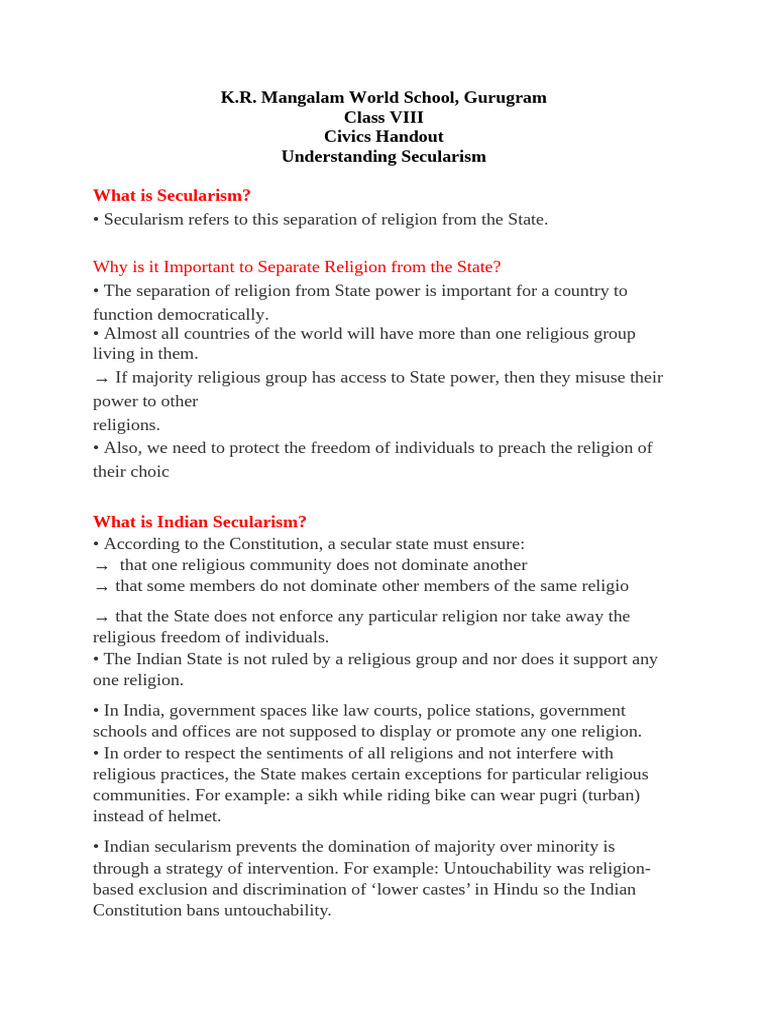 Indian vs. American Secularism Explained | PDF