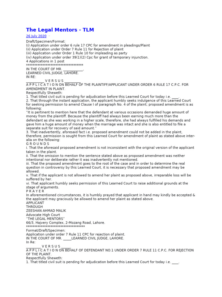 Amendment Application | PDF