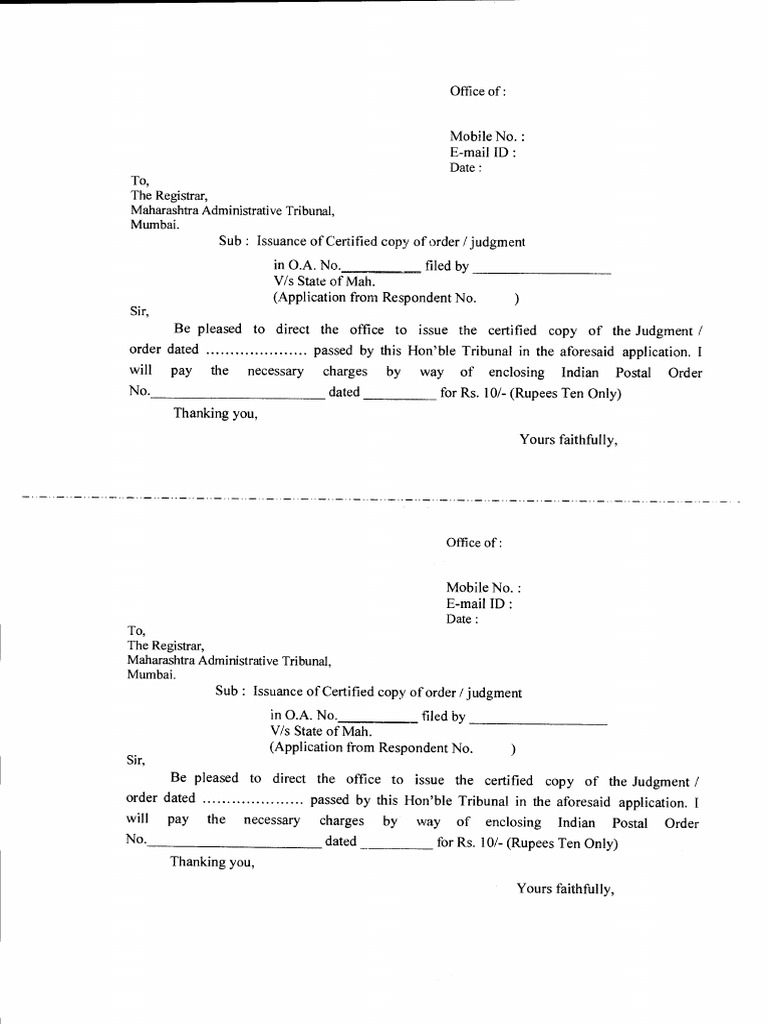 Format of Certified Copy-Department | PDF