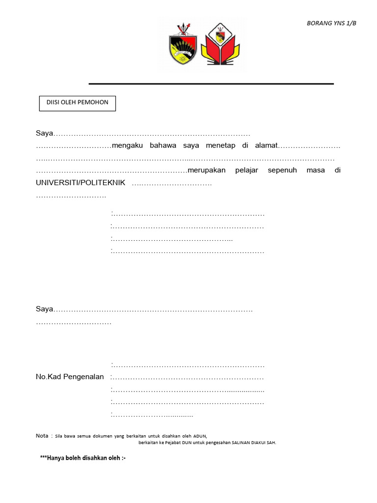 Borang Pemastautin | PDF