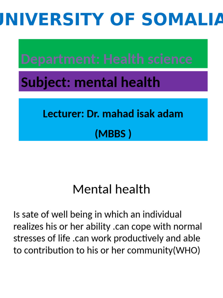 1 Introduction To Mental Health | PDF