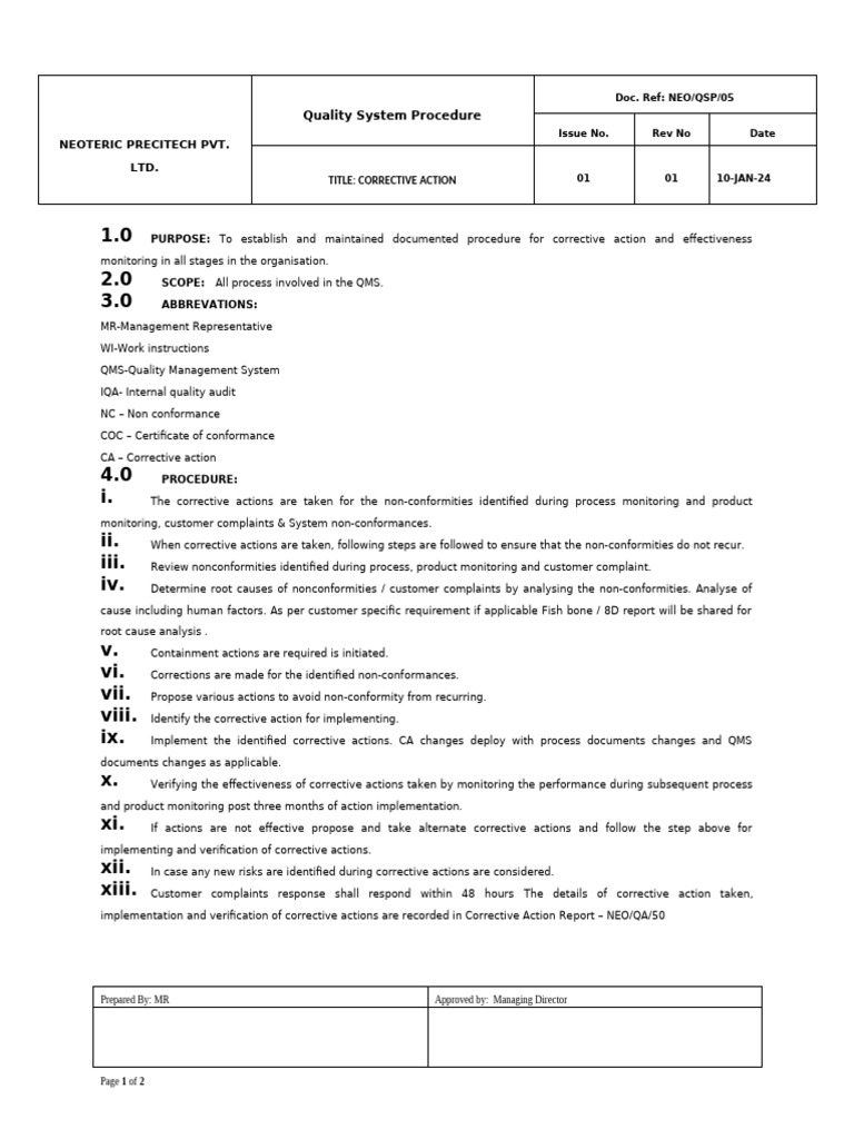 005-CORRECTIVE ACTION Final | PDF
