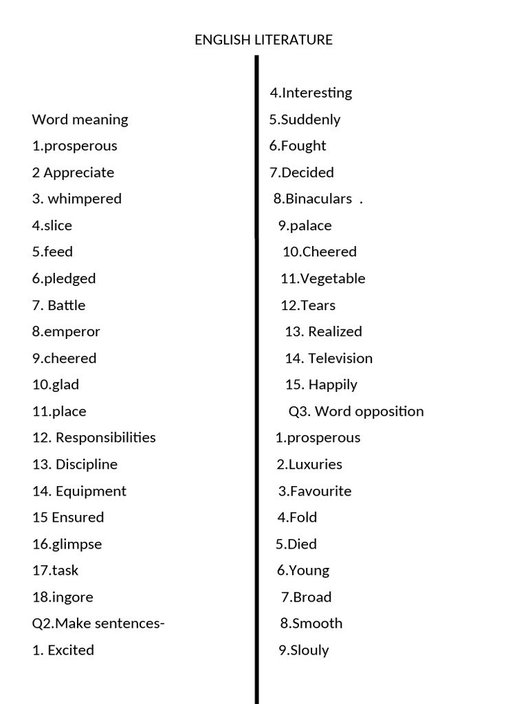 English Lit Halfyearly Class 3 | PDF