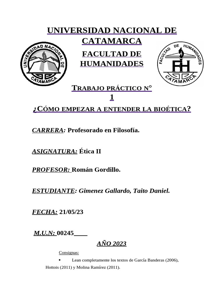 TP 1 Ética II. Daniel Gimenez | PDF