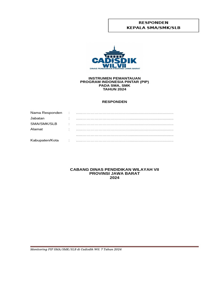 INSTRUMEN Monev PIP 2023 | PDF