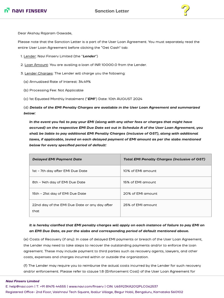 Sanction Letter 010005136469 | PDF