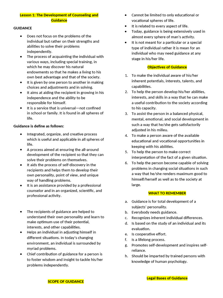 Guidance and Counseling Notes | PDF | Psychotherapy | Confidentiality