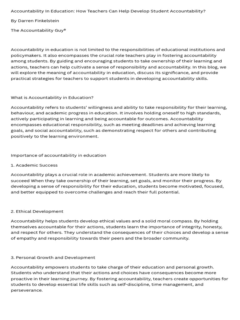 Accountability in Education | PDF
