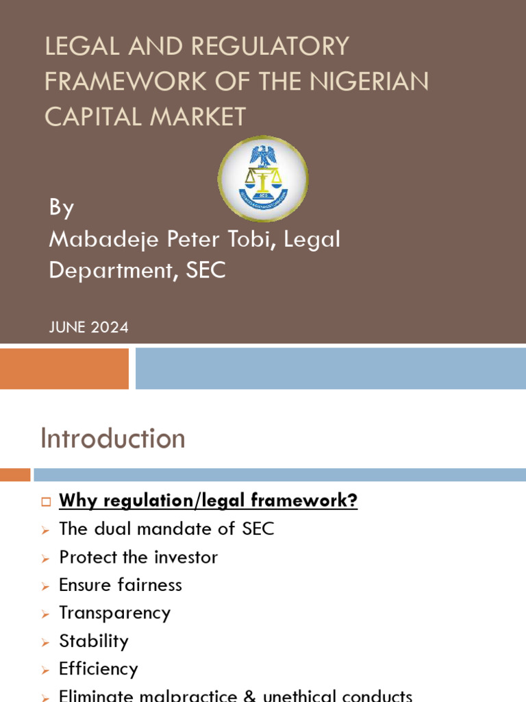 DAY 1 LECTURE 3 Legal and Regulatory Framework of The Capital Market Power Point-2 | PDF