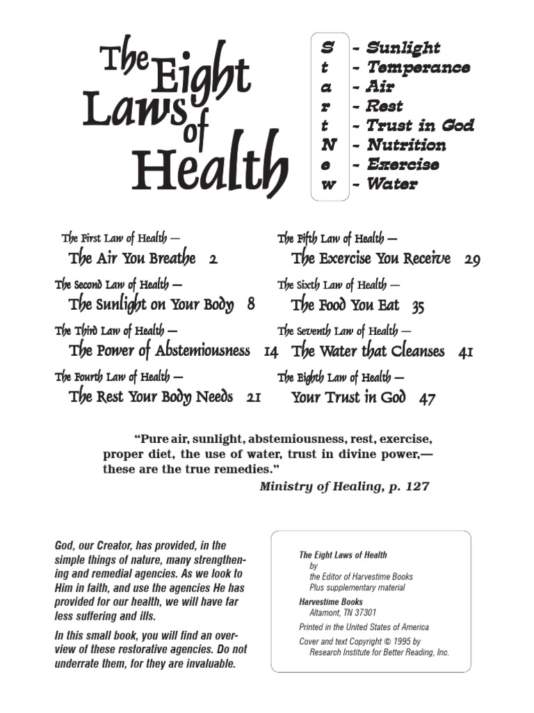 Eight Laws of Health | PDF | Breathing | Salvation