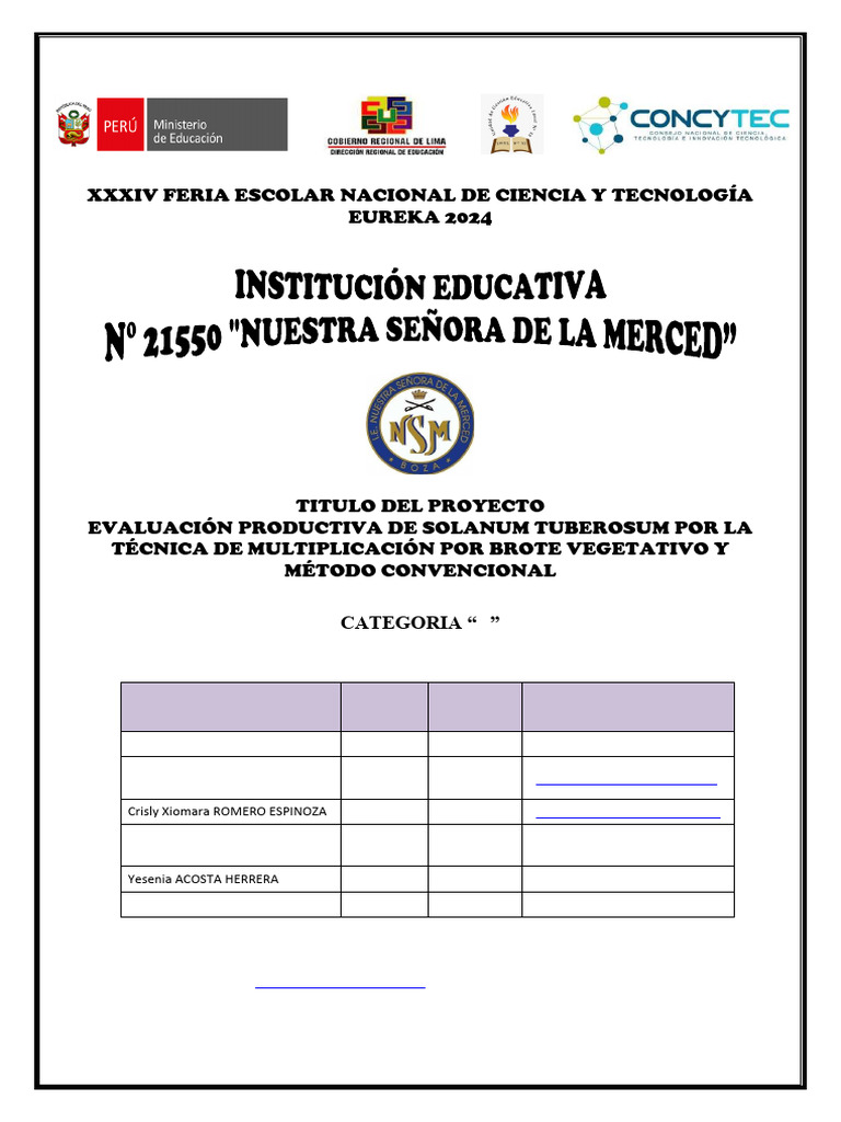 Proyecto Fencyt 2024 | PDF | Patata | Bienestar