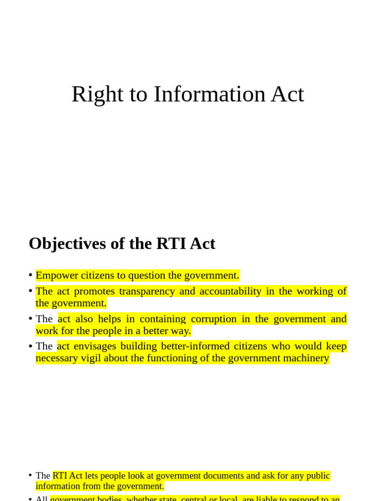 Right To Information Act | PDF